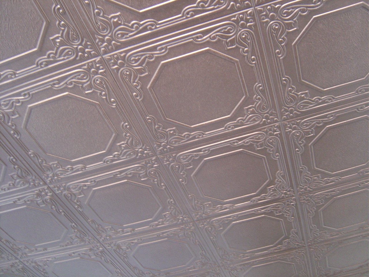 Lizbona R32W 20 x 20 Tin Looking Styrofoam Glue Up White Ceiling Tile