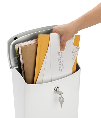 Architectural Mailboxes Parkside Galvanized Steel, Locking, Wall Mount Mailbox, 2576W-10, White, Medium Capacity