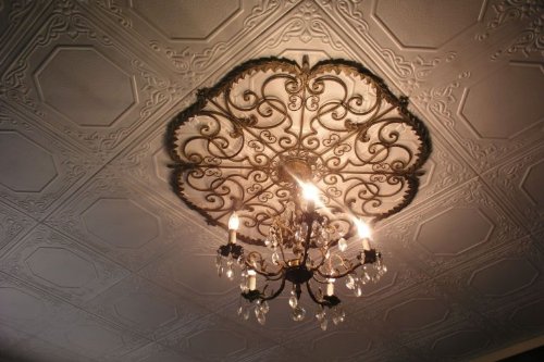 Lizbona R32W 20 x 20 Tin Looking Styrofoam Glue Up White Ceiling Tile