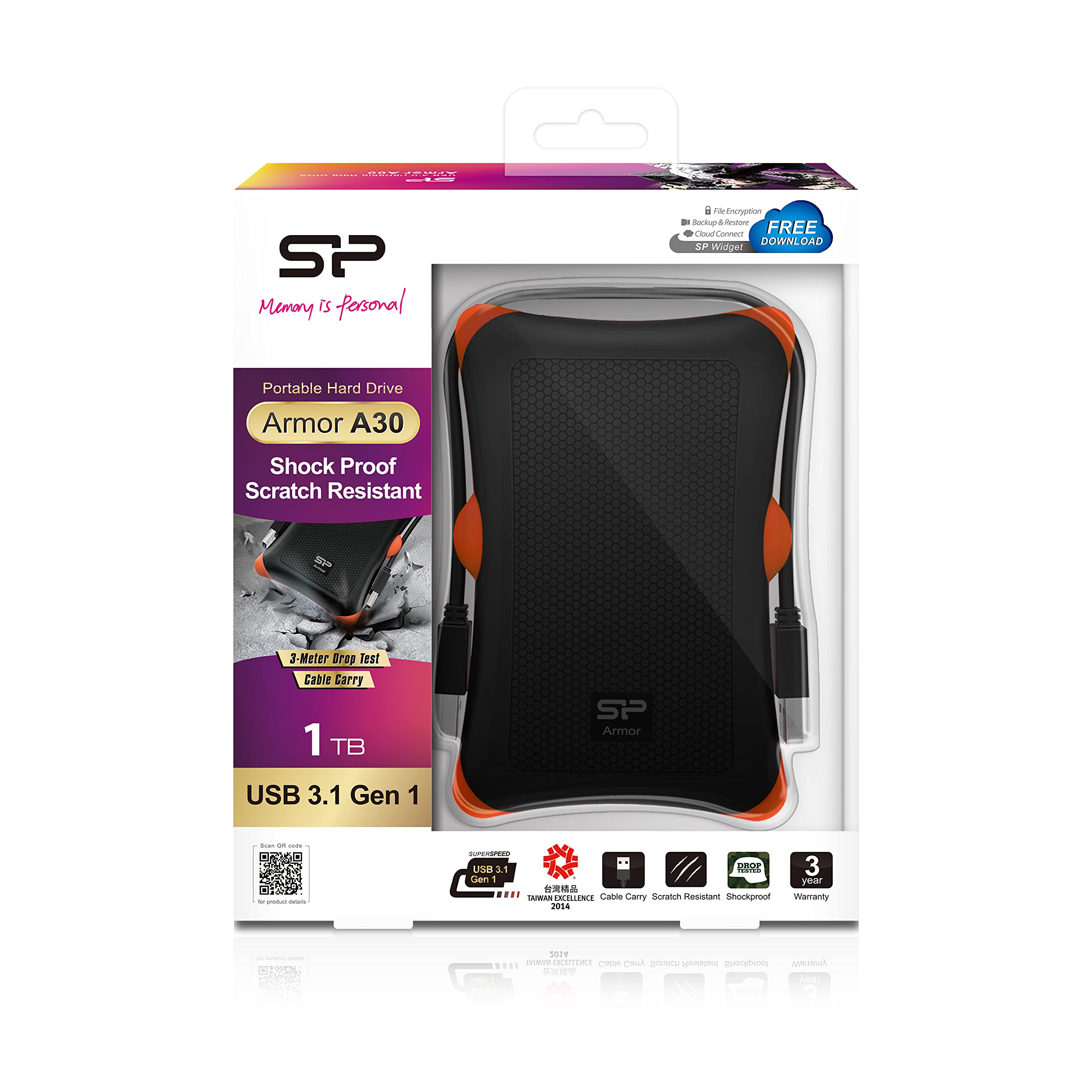 Silicon Power 1TB Rugged Armor A30 Military Grade Shockproof USB 3.0 2.5 Inch Portable External Hard Drive for PC, Mac, Xbox One, Xbox 360, PS4, PS4 Pro and PS4 Slim, Black
