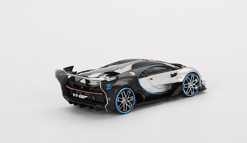 Bugatti Vision Gran Turismo Sliver and Carbon 1/64 Diecast Model Car by True Scale Miniatures MGT00369