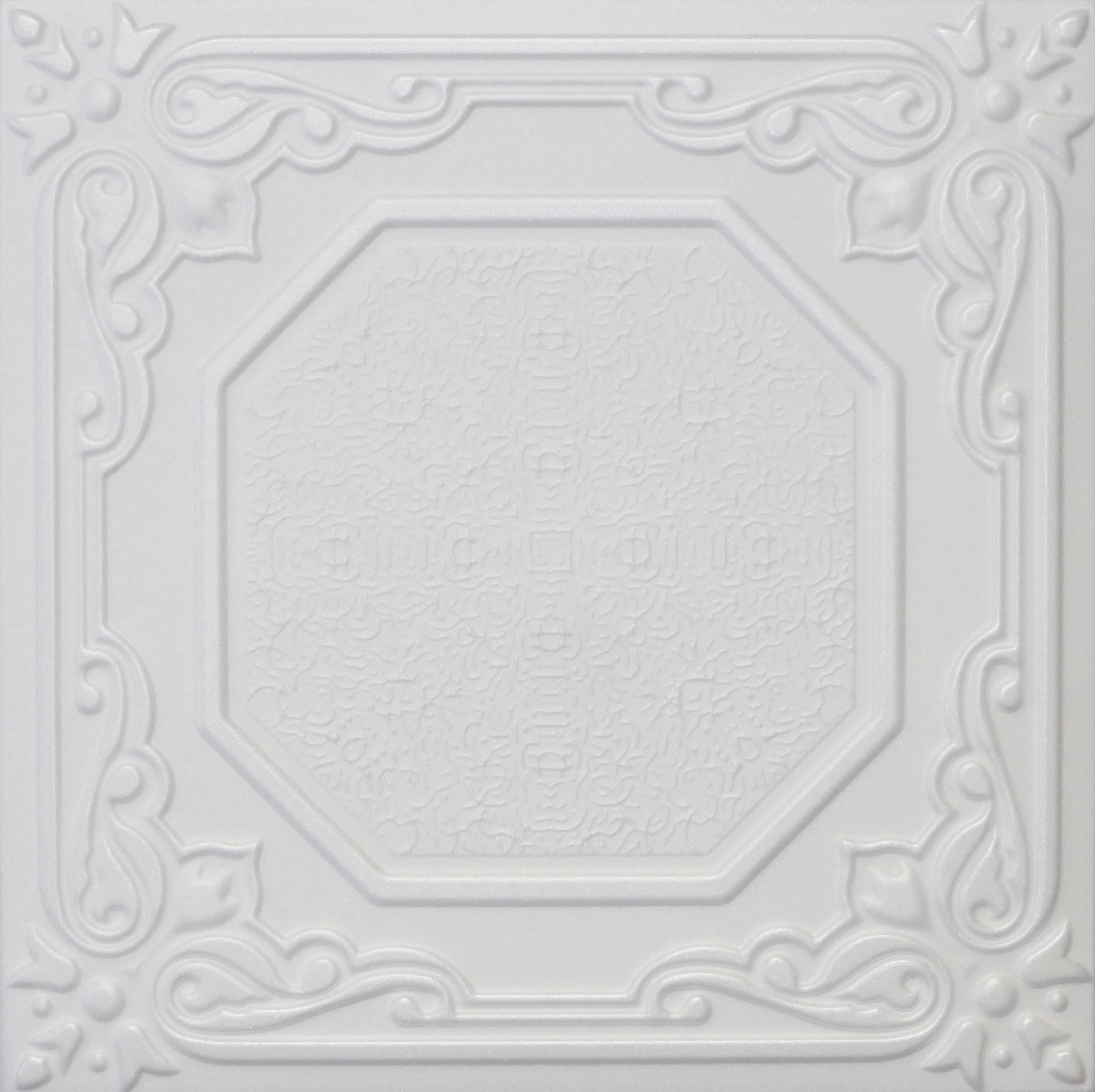 Lizbona R32W 20 x 20 Tin Looking Styrofoam Glue Up White Ceiling Tile