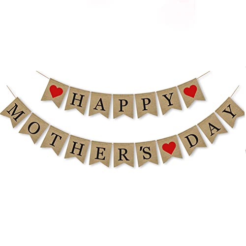 Happy Mothers Day Banner Rustic Mothers Day Party Decoration Supplies | Mothers Day Gifts from Son and Daughter
