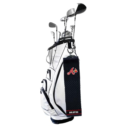 Team Golf MLB Atlanta Braves Embroidered Golf Towel Embroidered Golf Towel, Checkered Scrubber Design, Embroidered Logo