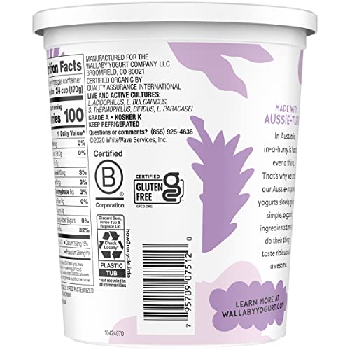 Wallaby Organic Aussie Greek Nonfat Yogurt, Plain, 32 oz. USDA Organic