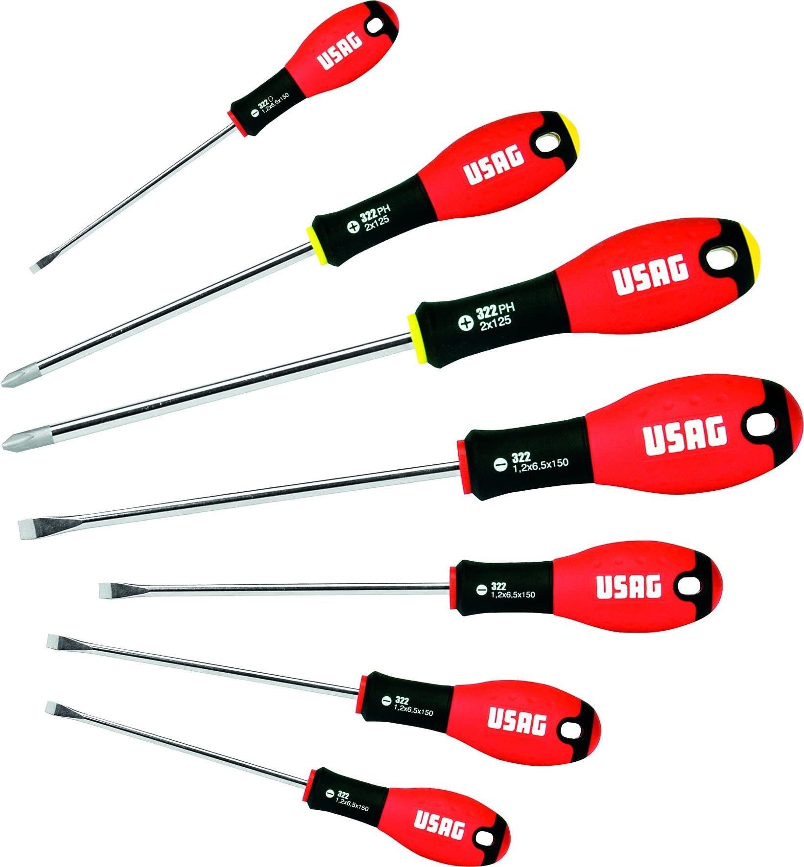 USAG 322 SH7 Set of 7 Screwdrivers for Slot-Head and Phillips® Screws