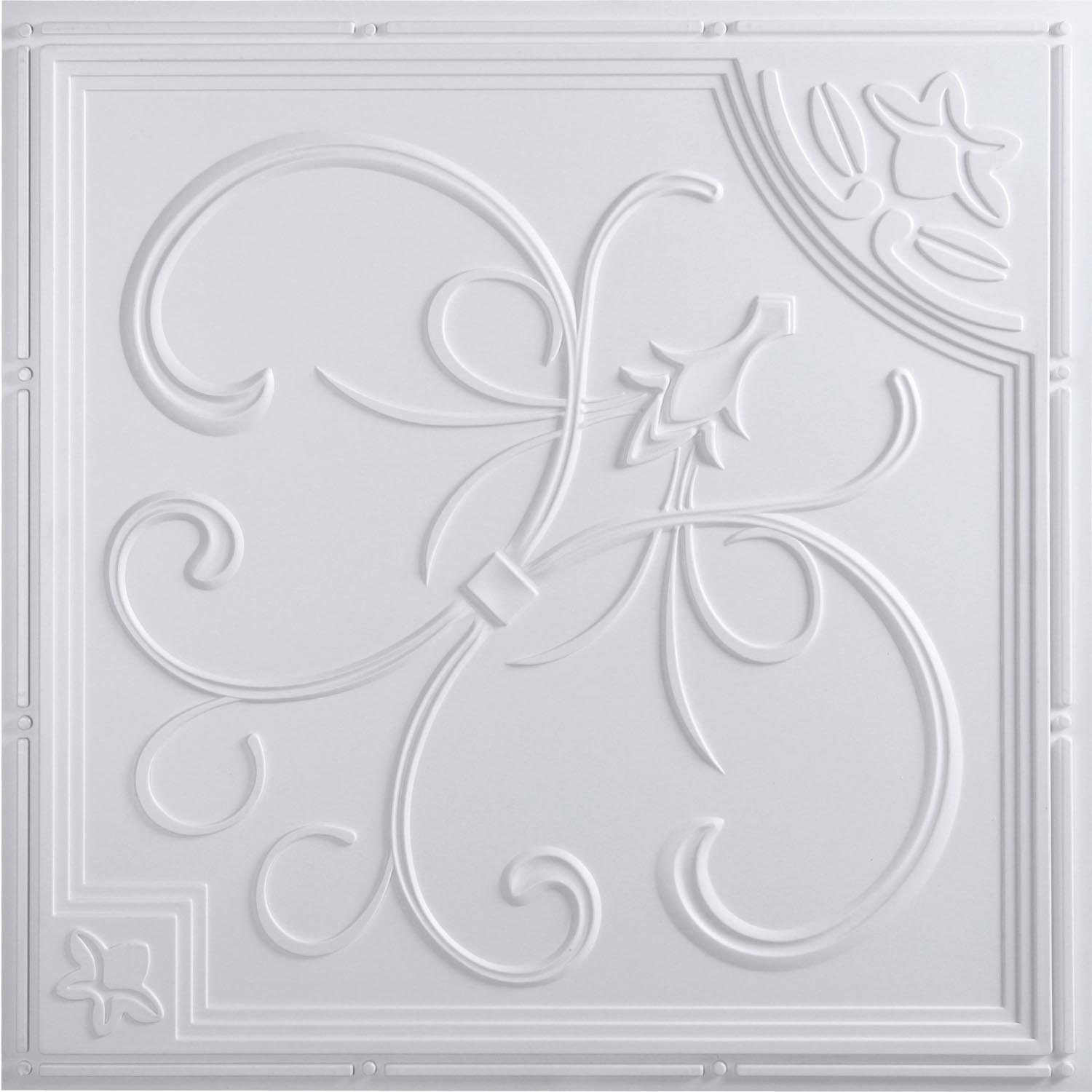 uDecor French Quarter Ceiling Tile (24" x 24") (White)