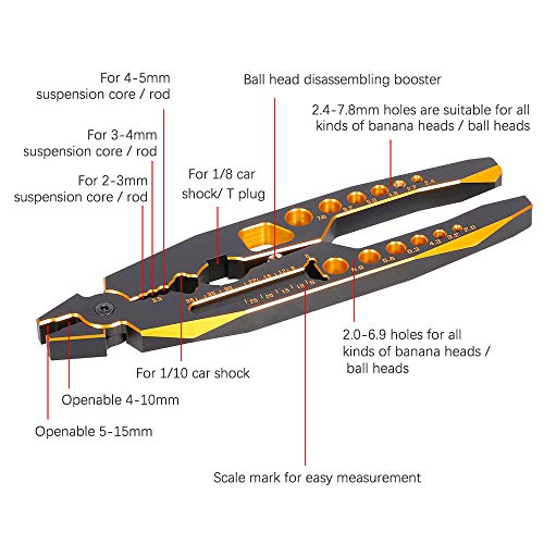 RC Car Aluminum Alloy RC Shock Pliers Multifunction Shock Absorber Pliers Rod Ball Clamp for Traxxas HSP RC Shock Shaft Pliers