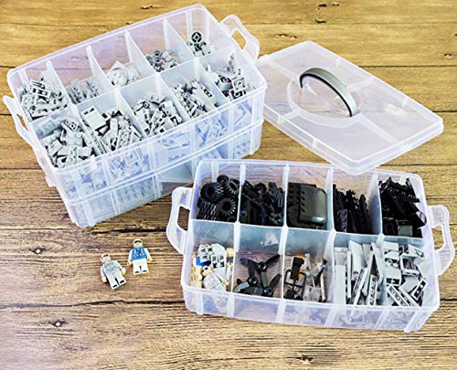 Foraineam 3-Tier Stackable Storage Container Box with 30 Compartments, Plastic Craft Organizer Case Tool Storage Bins for Jewelry Beads, Washi Tape, Nail Polish, Arts and Crafts, Sewing Accessories