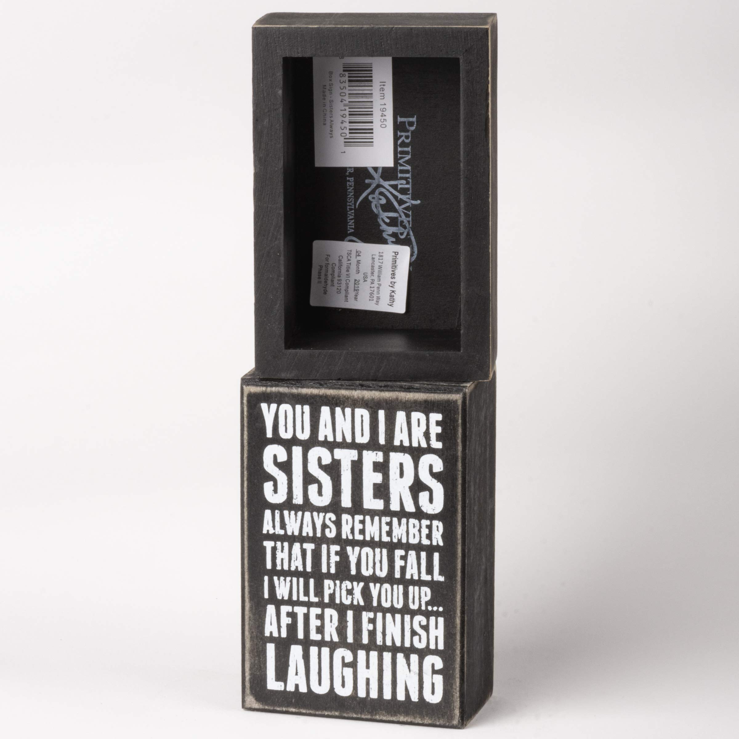 Primitives by Kathy 19450 Box Sign, 3" x 4.5", Sisters Laughing