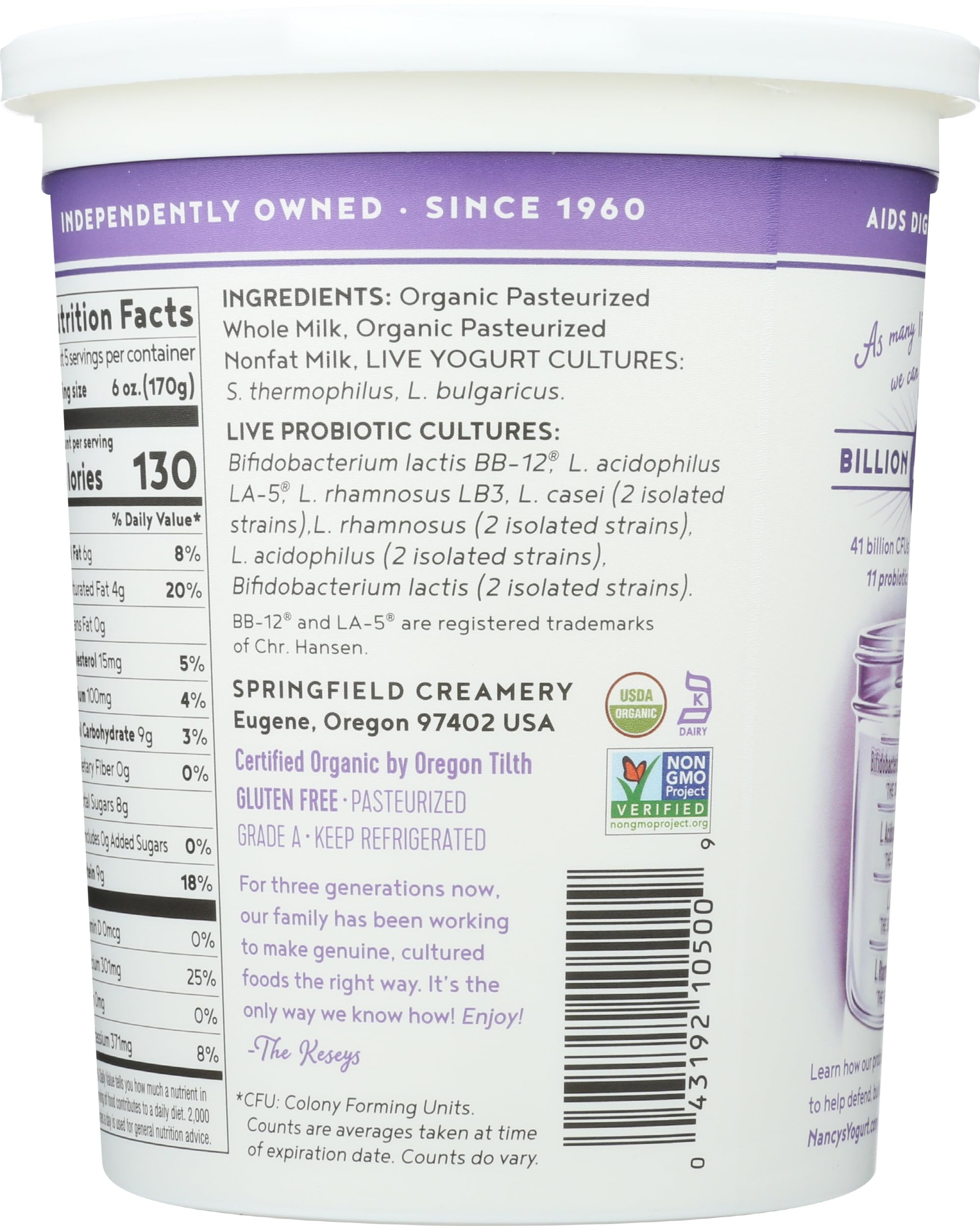Nancy's, Organic Whole Milk Yogurt, Plain, 32 oz