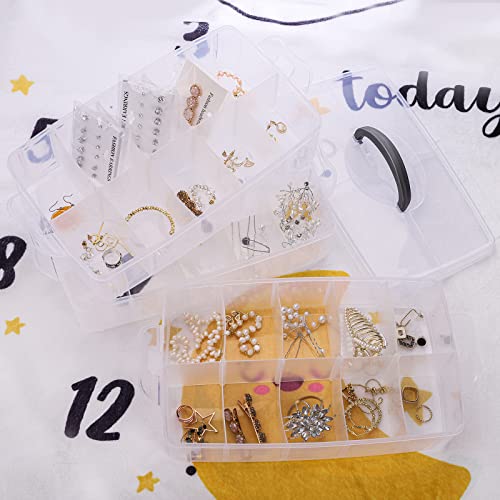 Foraineam 3-Tier Stackable Storage Container Box with 30 Compartments, Plastic Craft Organizer Case Tool Storage Bins for Jewelry Beads, Washi Tape, Nail Polish, Arts and Crafts, Sewing Accessories