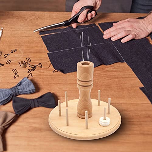 YWNYT Wood Yarn Holder, 8-Spools Wooden Spinning Yarn & Thread Holder Sewing and Embroidery Thread Rack and Organizer Knitting Embroidery Accessory Gift