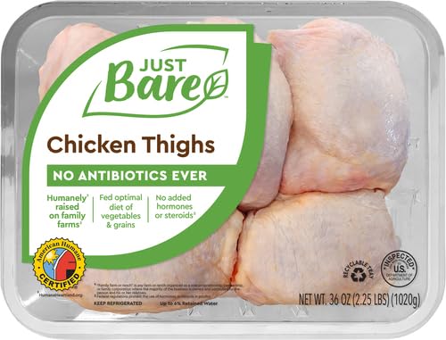 Just Bare® All Natural Fresh Chicken Thighs | Family Pack | No Antibiotics Ever | Bone-In | 2.25 LB