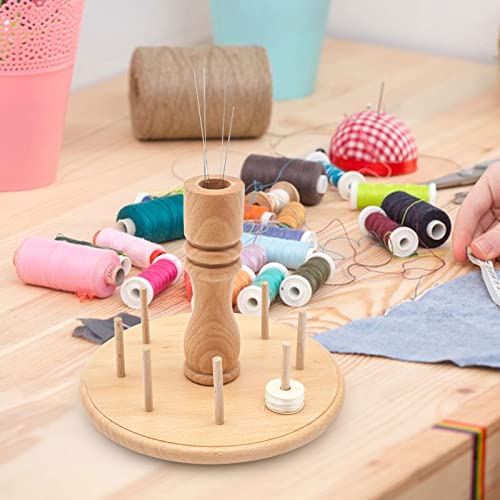 YWNYT Wood Yarn Holder, 8-Spools Wooden Spinning Yarn & Thread Holder Sewing and Embroidery Thread Rack and Organizer Knitting Embroidery Accessory Gift