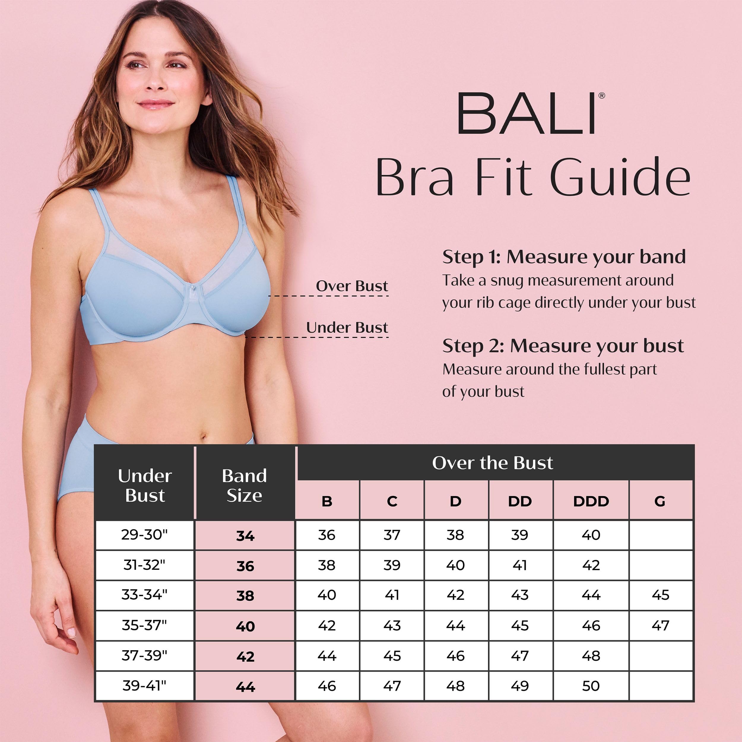 Bali Women's Double Support Cotton Stretch Wire-Free Bra, Heather Grey, 36C
