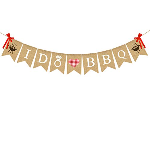 Rainlemon I DO BBQ Banner Burlap Wedding Shower Bridal Shower Engagement Party Decoration Supply