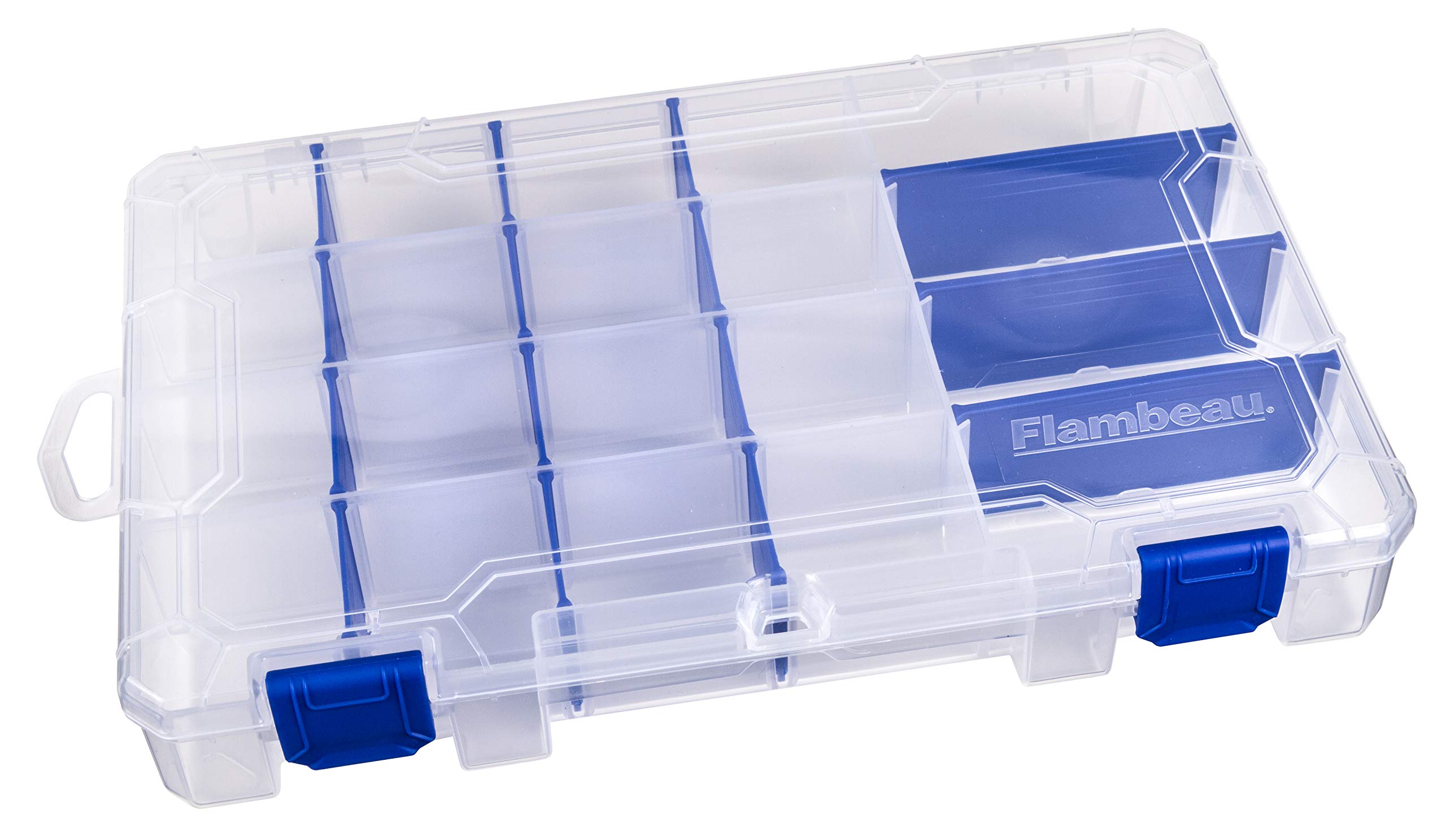 Flambeau Outdoors 4004 Fishing Tackle Box - Includes 15 Dividers, 20 Compartments, Clear Tackle Box Fishing Lure Organizer, Tuff Tainer Tackle Box with Zerust Anti-Rust Dividers