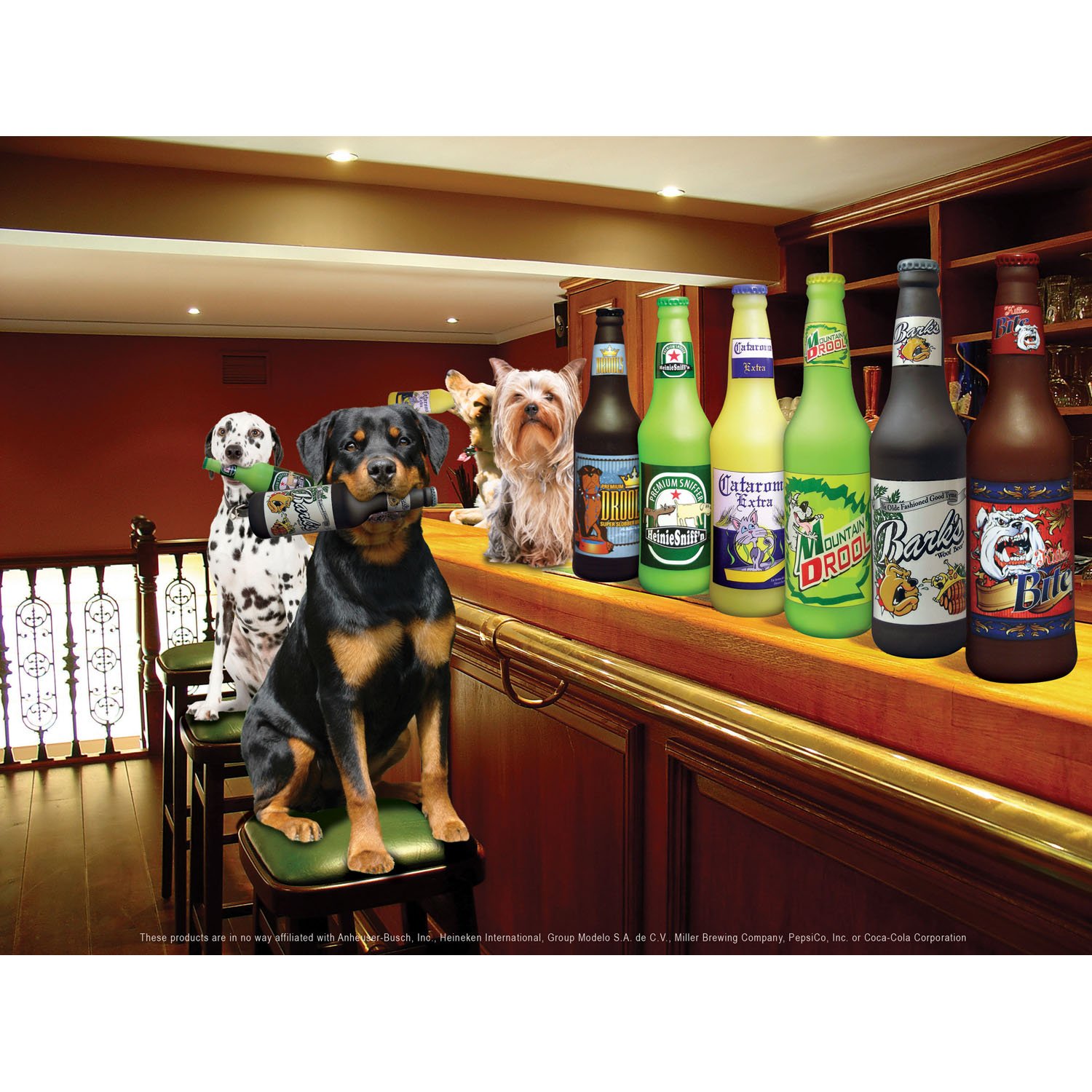 SILLY SQUEAKERS – Beer Bottles - Dog Toy - 100% Vinyl. Made Durable & Strong. Novelty Play Toy. 14 Bottles to Choose from and it Floats (Mountain Drool)