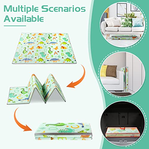 LFCREATOR Baby Play Mat,79" x 71" Extra Large Play Mat for Baby,Anti Slip Non Toxic Infant Play Mat ,Waterproof Reversible Play mat with Fabric Covering Edge,Dinosaur