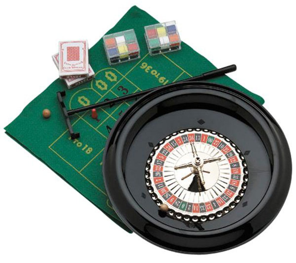 CHH Plastic Roulette Set with Playing Mat, Cards/Chips, and Rake