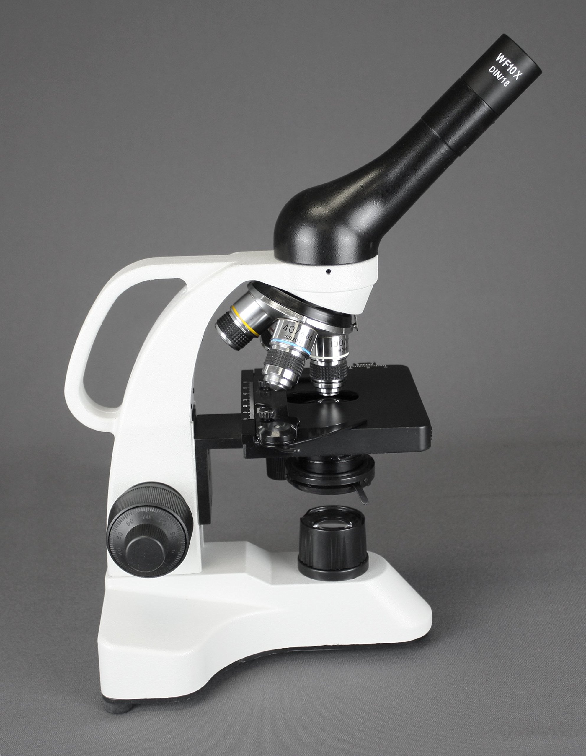 Parco Scientific 3050-100-RC Monocular Compound Microscope, 10x WF Eyepiece, 40x—1000x Magnification, LED Illumination, Coaxial Coarse & Fine Focus, Mechanical Stage, Rechargeable Battery
