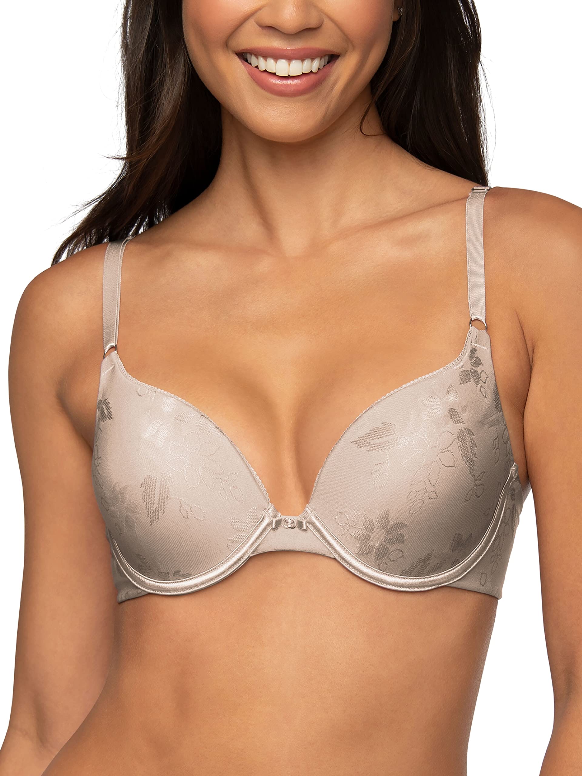 Vanity Fair Womens Ego Boost Add-a-size (+1 Cup Size) Push Up Bra, Underwire - Beige Jacquard, 36A US