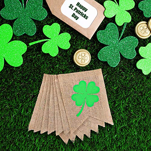 3 Pieces St Patrick's Day Garland Banner Decorations Lucky Burlap Banner Shamrock Irish Leaf Clover Banner Rustic Felt Hanging Banner for Mantel Fireplace Indoor Outdoor Saint Party Decor Supplies