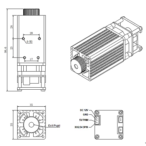 LASER TREE Laser Engraver Module, 20W Laser Engraving Cutting Module CNC, 4W Optical Output Power, Adjustable Focal, 450nm Laser Head for Laser Engraver Cutter Machine DIY Engrave Wood Paper Leather