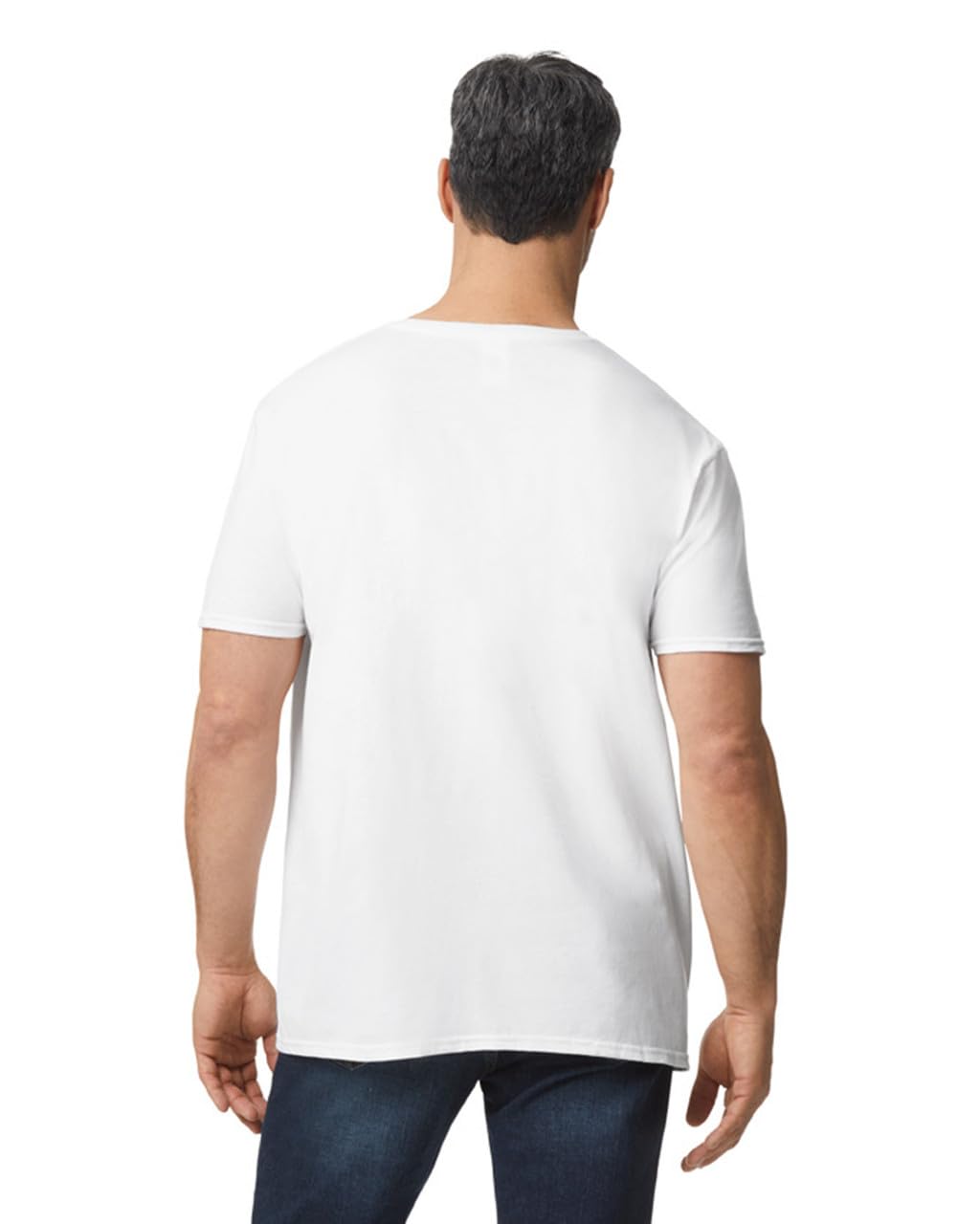 Gildan Men's Softstyle Preshrunk Heather V-Neck T-Shirt, White, X-Large