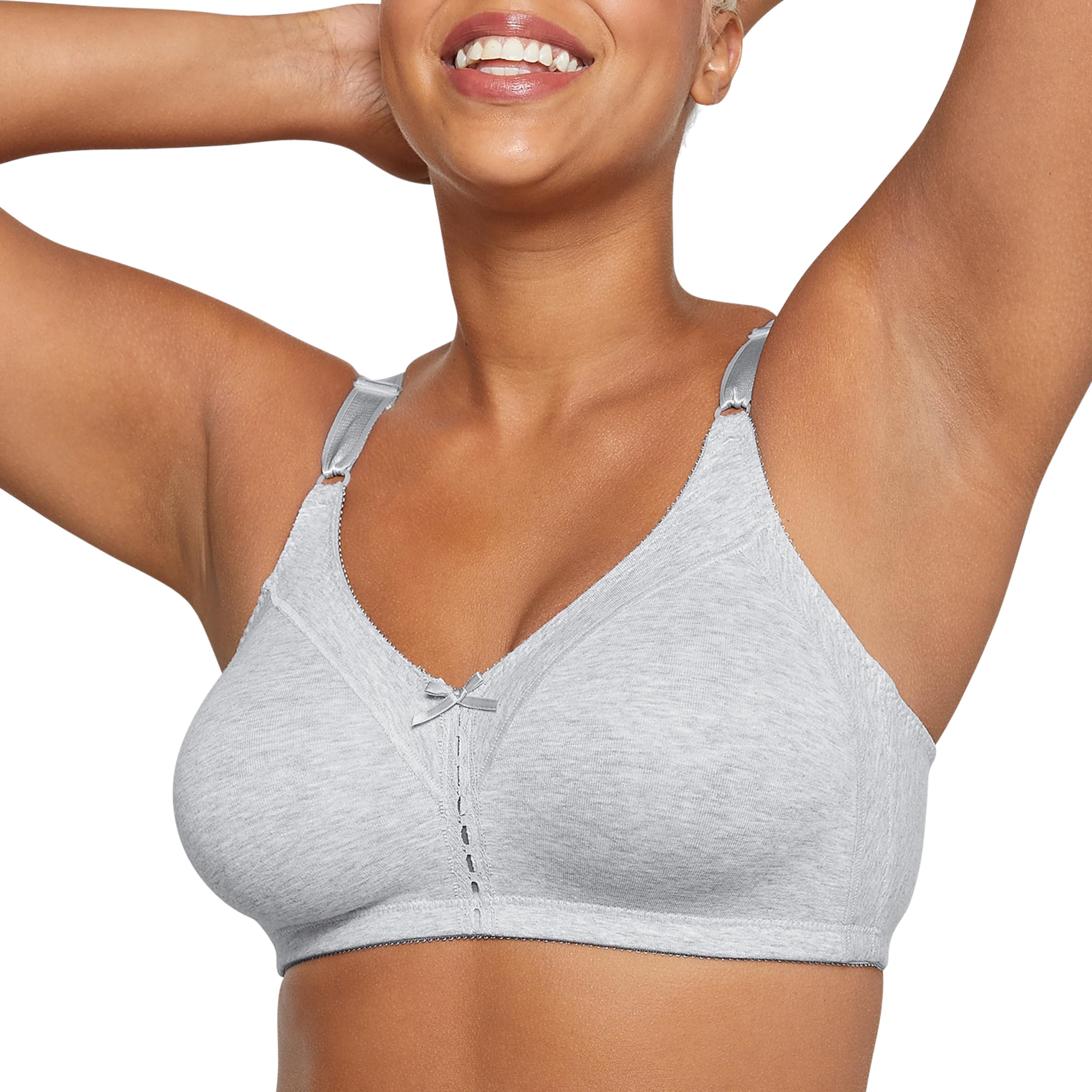 Bali Women's Double Support Cotton Stretch Wire-Free Bra, Heather Grey, 38D