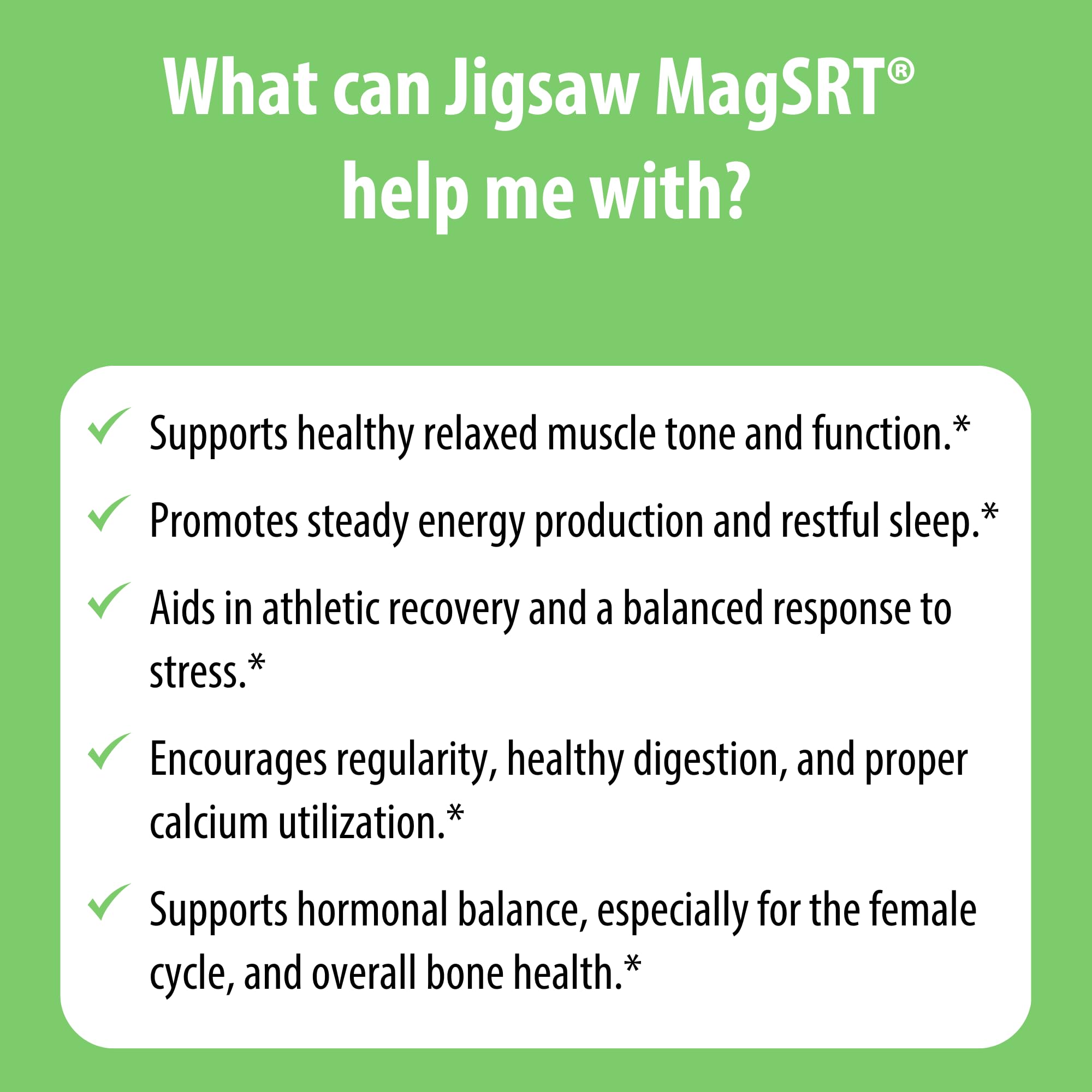 Jigsaw Health MagSRT | Magnesium Supplement with Vitamin B6, Folate & B12 | 240 Tablets | 60 Servings
