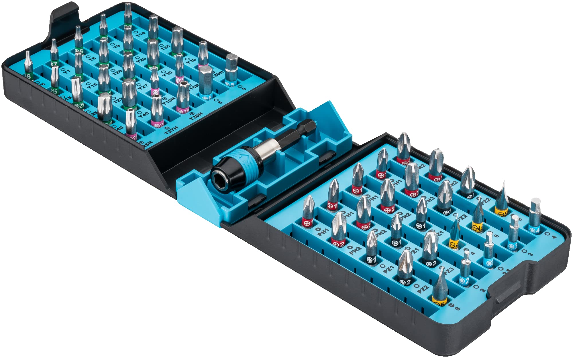HAZET BitE-Box 2240N/51 I 51-piece screwdriver bit set, drive: Pozidriv, hexagon 6.3 (1/4 inch), Phillips, Tamper Resistant TORX, internal hexagon, slotted, internal TORX
