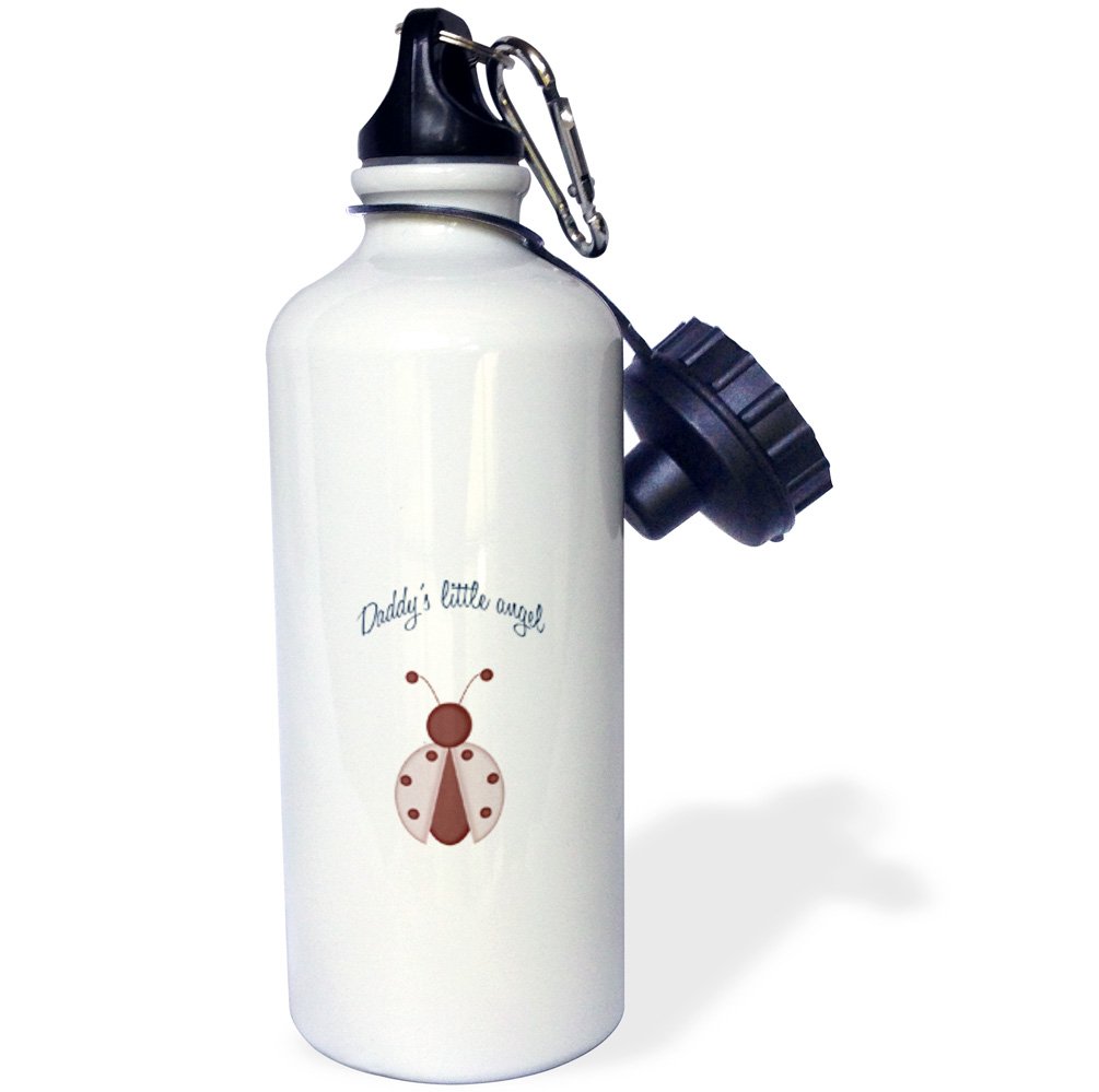3dRose "Daddys little angel cute ladybug kids art" Sports Water Bottle, 21 oz, White