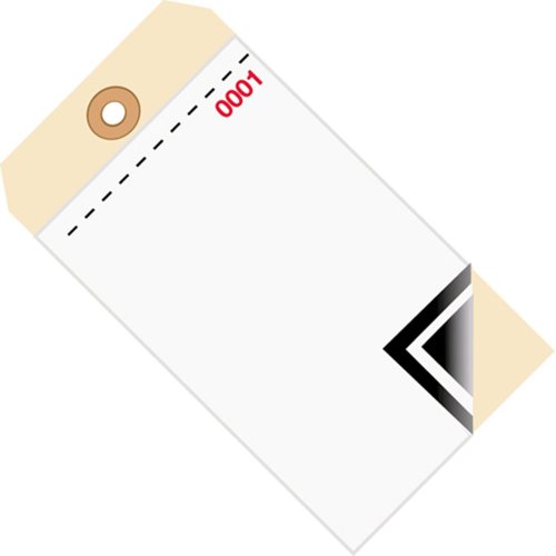 Aviditi Blank Inventory Tags with Three-Part Carbon, #8 6 1/4" x 3 1/8", Consecutively Numbered Series (0001-0499), White/Manila, for Inventory Management, Case of 500