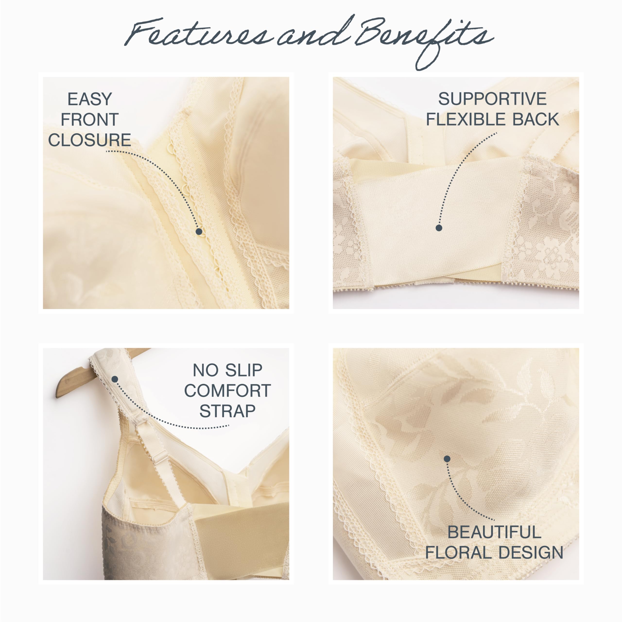 Playtex Women's 18 Hour Supportive Flexible Back Front Close Wireless Bra US4695