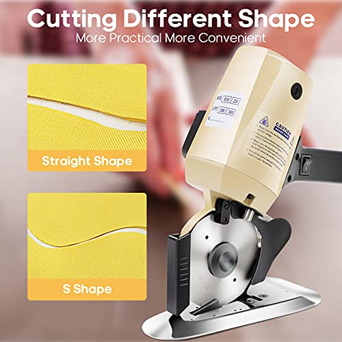 GPOAS Electric Rotary Fabric Cutter Cloth Cutting Machine 4 Inch Octagonal Blade Cloth Cutter Electric Scissors With Automatic Sharpener For Multi Layer Carpet Leather,Industrial Grade 110V
