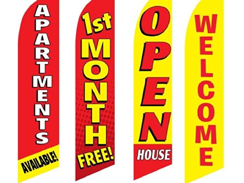 4 Swooper Flags Apartment Renting Rent Open House 1st Month Free Welcome Yellow