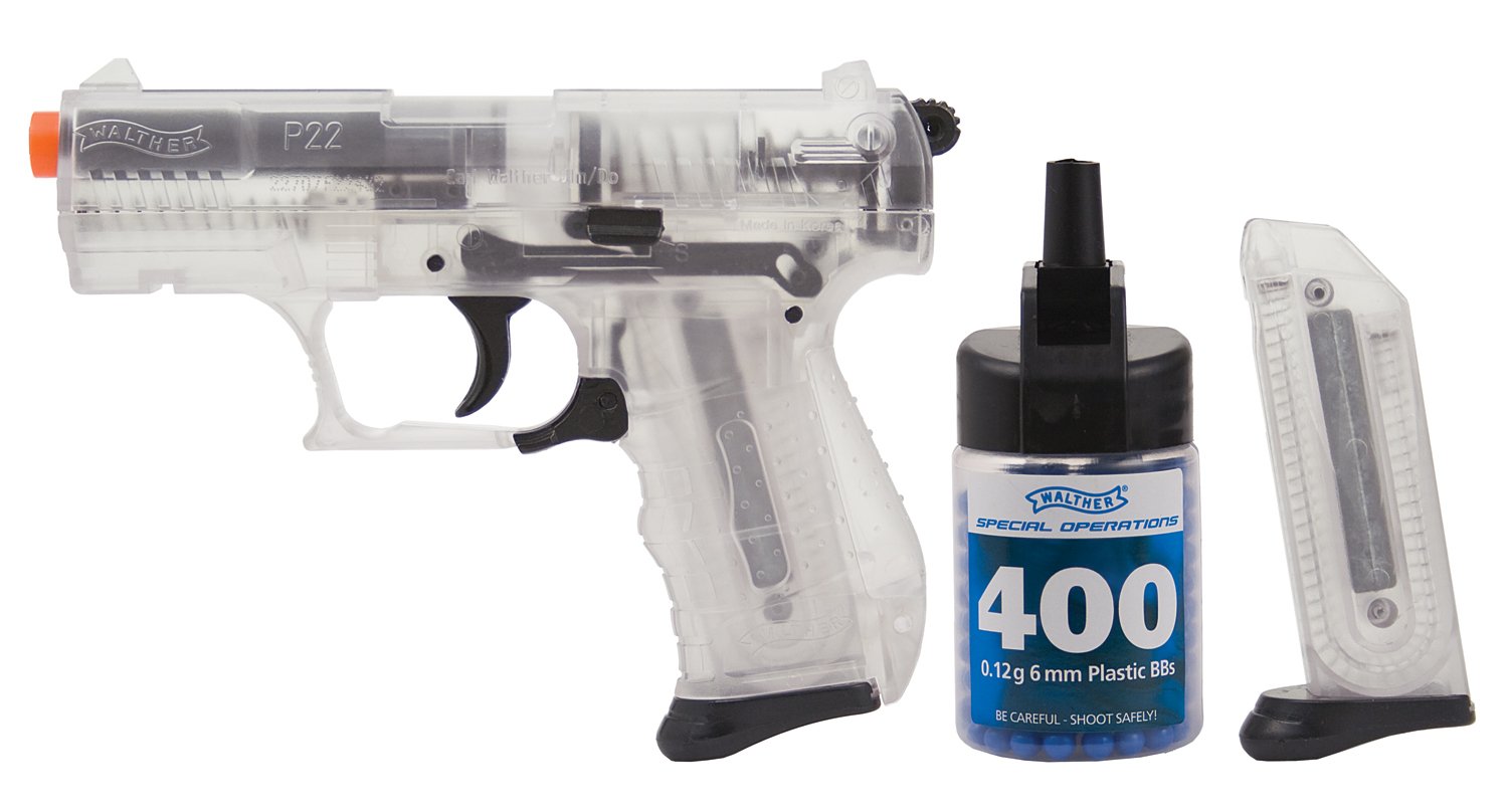 Elite Force Walther P22 Spring Powered 6mm BB Pistol Airsoft Gun, Clear