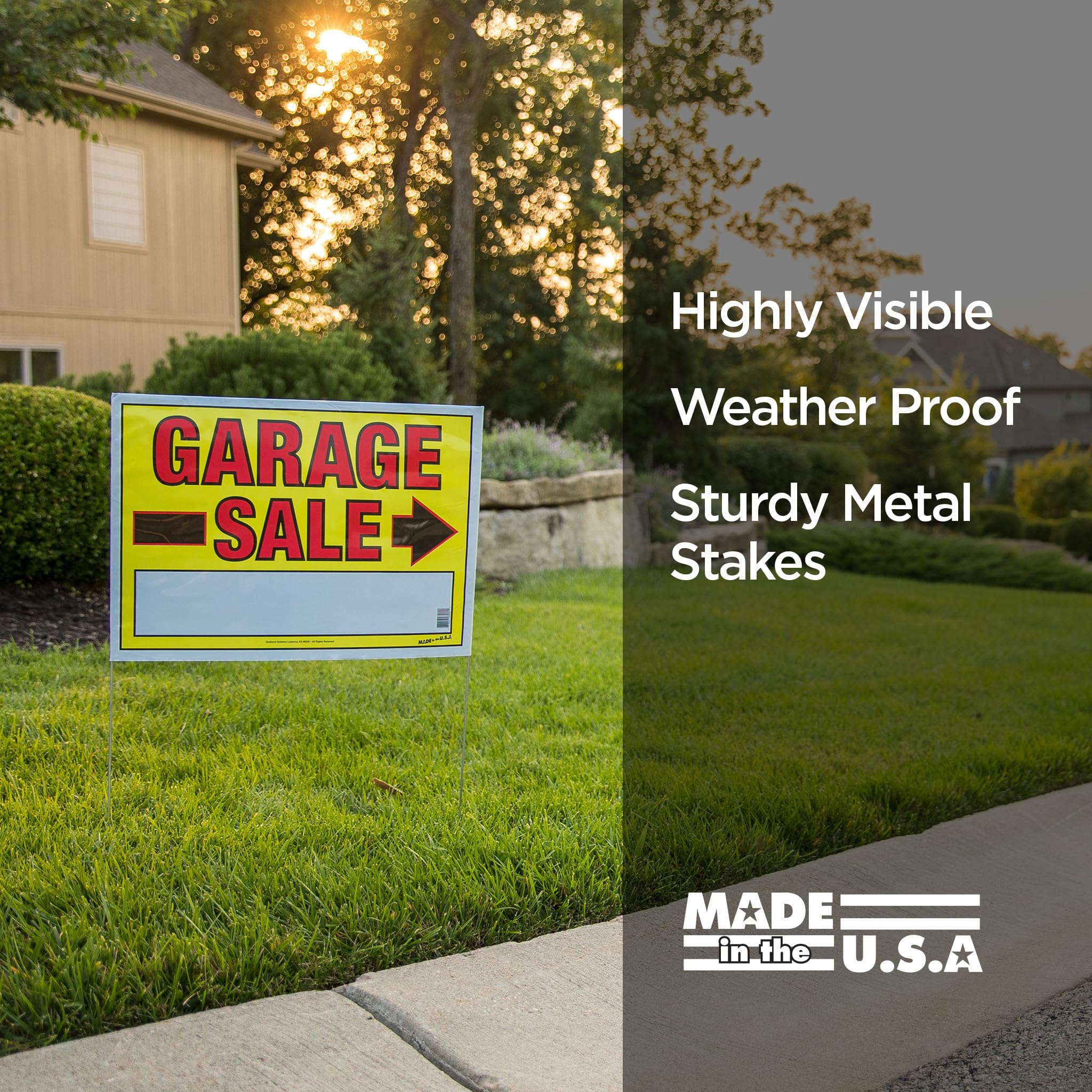 Sunburst Systems 3030 Garage Sale Sign Kit Includes: 3) Large Signs, 3) 11 x 14 Signs, 1,200 Yellow, Pink & Green Price Stickers, and 20 Large Pricing Cards