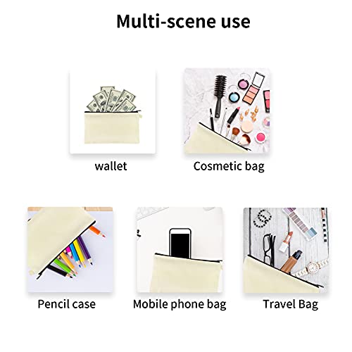 EVNEED Blank Craft DIY Canvas Bags ,8 x 5 Inch Canvas Cosmetic Bag with 10Pcs Wristband Lanyards,10 pcs 8.3x 5inch Heat Transfer Bundle Vinyl Canvas Makeup Bag Travel Pouch Pen Bag