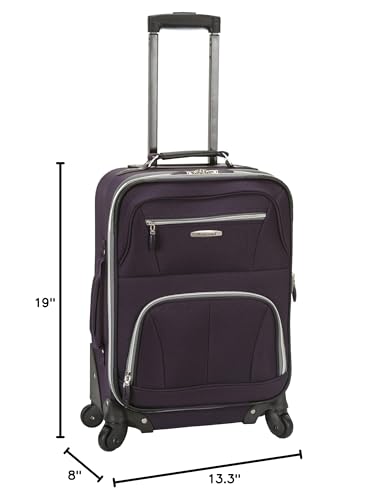 Rockland Pasadena Softside Spinner Wheel Luggage, Purple, Carry-On 20-Inch