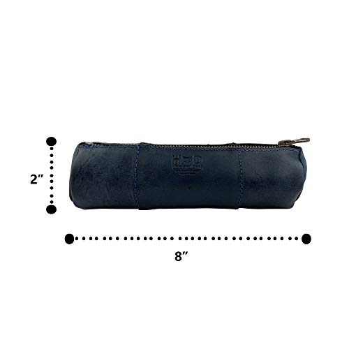 Hide & Drink, Rustic Leather Cylinder Case (Cords, Keys, Office & School Supplies, Change, Personal Items, Cables & Dongles) Raw Sueded Interior, Handmade Includes 101 Year Warranty :: Slate Blue