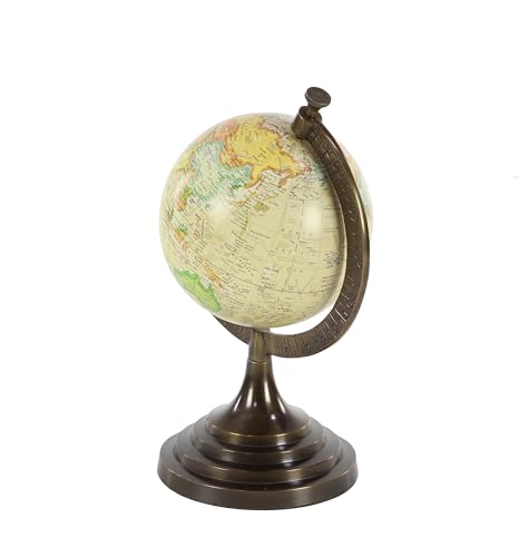 Deco 79 Aluminum Metal Globe, 9" x 8" x 16", Copper