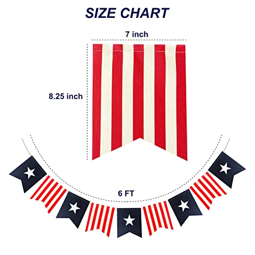 6ft Handmade Patriotic Burlap Banner DecorSea July 4 th Decor Burlap Banner USA Bunting American Flag Banners Garlands for Mantel Fireplace Decorations