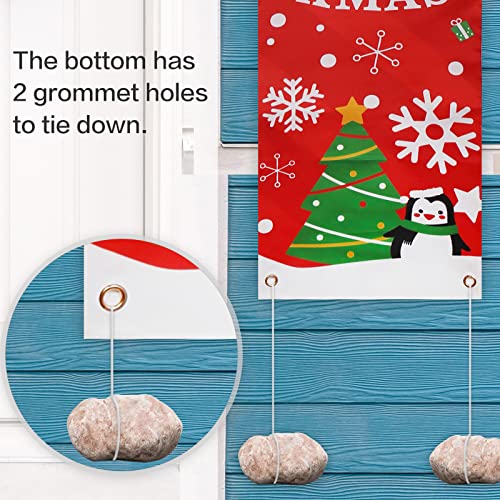 Outdoor Christmas Decorations Door Banner with Lights, Remote Control Merry Christmas Banner with LED Lights,Pre-assembled Christmas Front Door Banner & Christmas Wall Decor, Christmas Door Front Porch Decor Decorations Outside