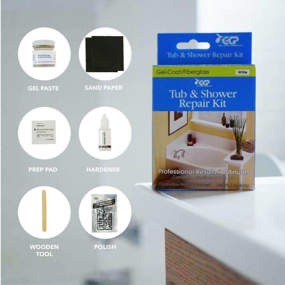 Gelcoat Products 58-204 Tub and Shower Repair Kit Sealers, White