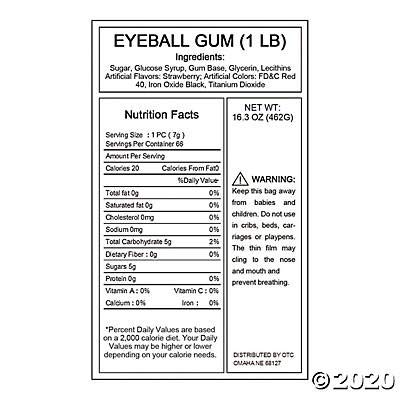 Fun Express Candy Eye Gumballs Edible Halloween - 66 Individually Wrapped Halloween Candy Gumballs