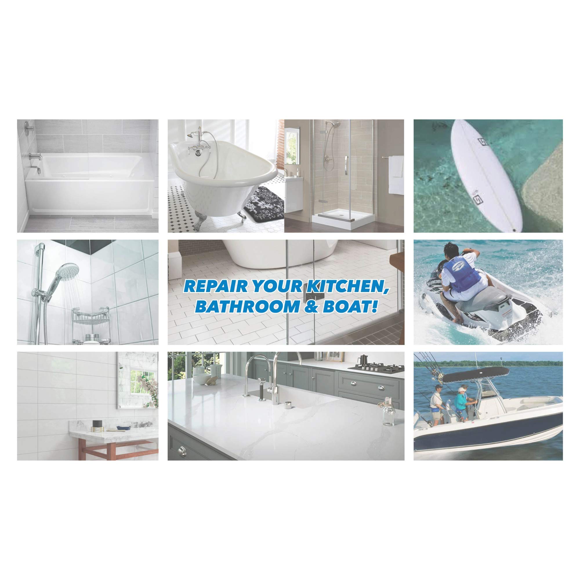 Gelcoat Products 58-204 Tub and Shower Repair Kit Sealers, White
