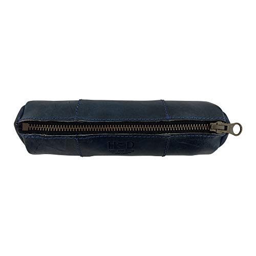 Hide & Drink, Rustic Leather Cylinder Case (Cords, Keys, Office & School Supplies, Change, Personal Items, Cables & Dongles) Raw Sueded Interior, Handmade Includes 101 Year Warranty :: Slate Blue